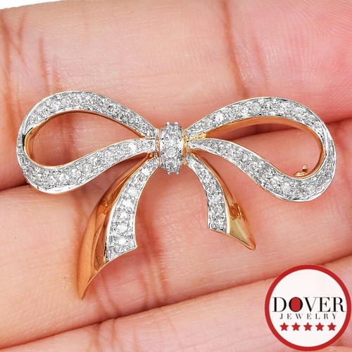 Estate Diamond 14K Gold Bow Pin 4.1 Grams NR | eBay