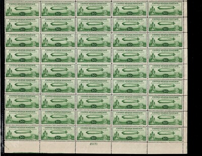 US AIRMAIL SCOTT#C18, 50C STAMP GRAF ZEPPELIN FULL SHEET OF 50 MNH OG ...