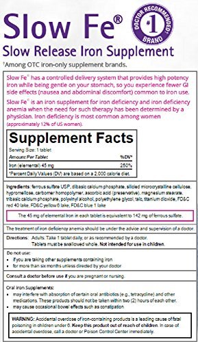 2 Pack Slow Fe Slow Release Iron Supplement 30 Tablets Each | eBay