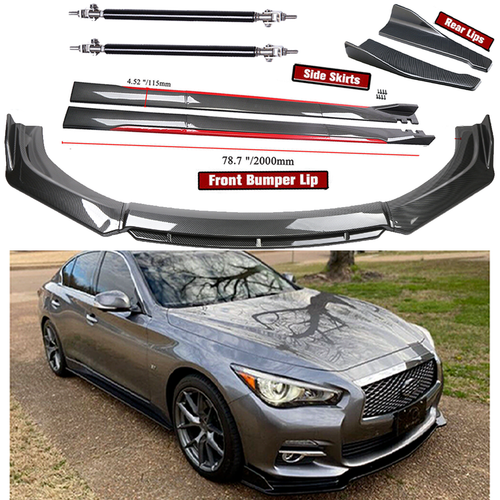 Front Rear Bumper Lips Side Skirt Extension Carbon Fiber For Infiniti ...