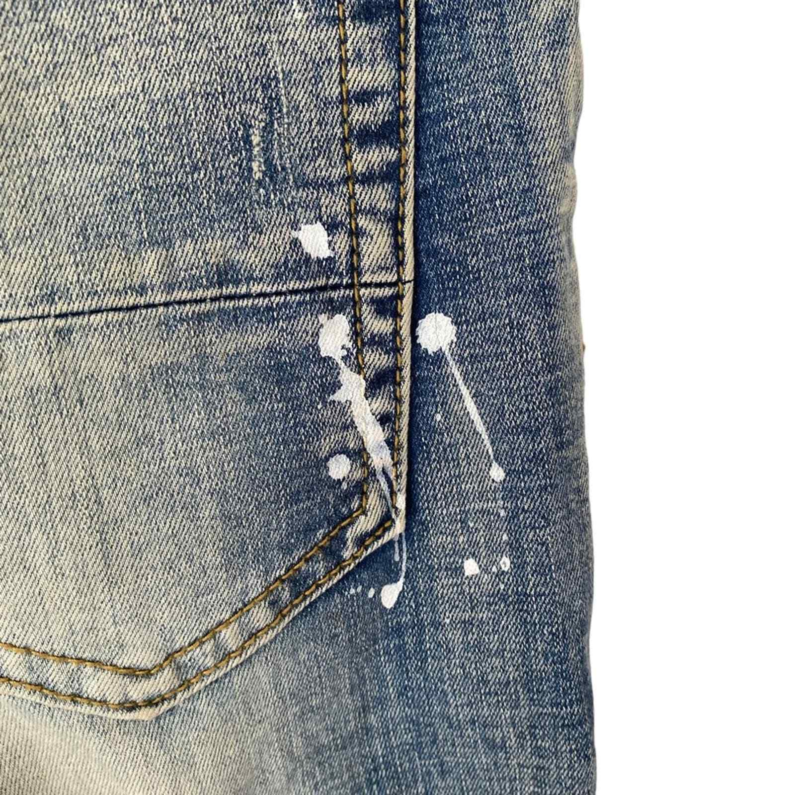 Amiri MX1 Ripped Paint Splatter Green Chrystal Jeans … - Gem