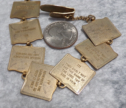 THE TEN COMMANDMENTS METAL BOOK MARKER 11 INCH CHAIN PENDANT RELIGIOUS ...