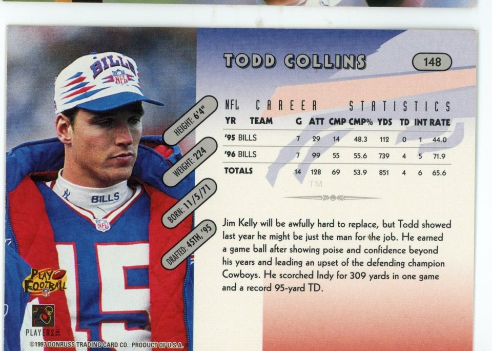 1997 Donruss Todd Collins Card #148 | eBay