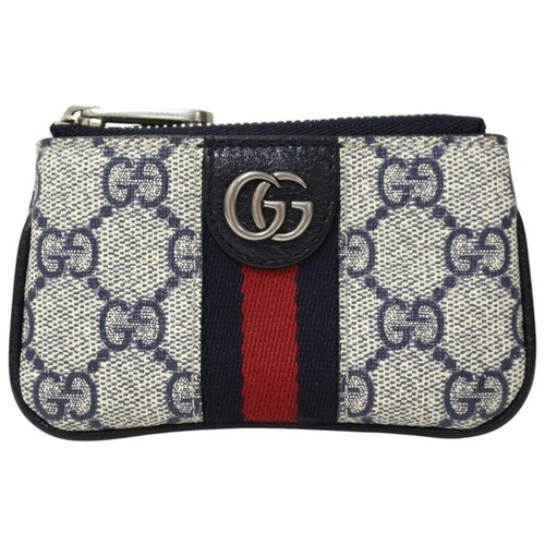 GUCCI Ophidia Key Case 671722 GG Supreme Canvas Navy Silver Metal ...
