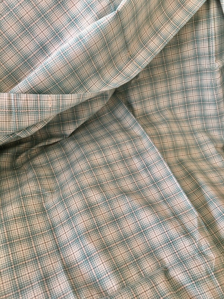 One Antique French Country Farm Homespun Plaid Cotton Kelsch Fabric ...