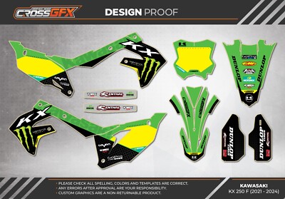 2021 2022 2023 2024 KX 250 F Graphics Kit KAWASAKI KX250F KXF 250 ...