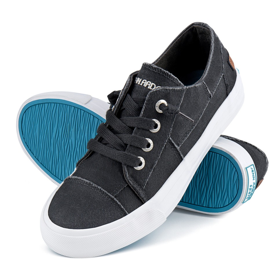 Women's Canvas Slip on Sneakers Casual Walking Shoes Tennis Flat Dress ...