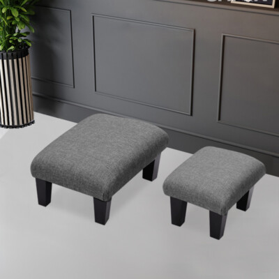 Small Wooden Footstool Footrest Pouffe Foot Stool Padded Ottoman Seat ...