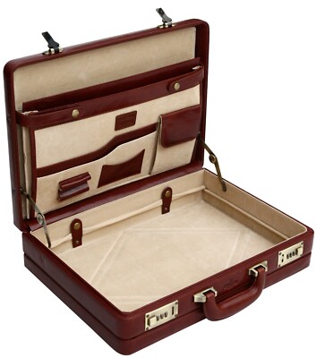 Executive Leather Business Briefcase Attache Travel Case Work Luxury ...