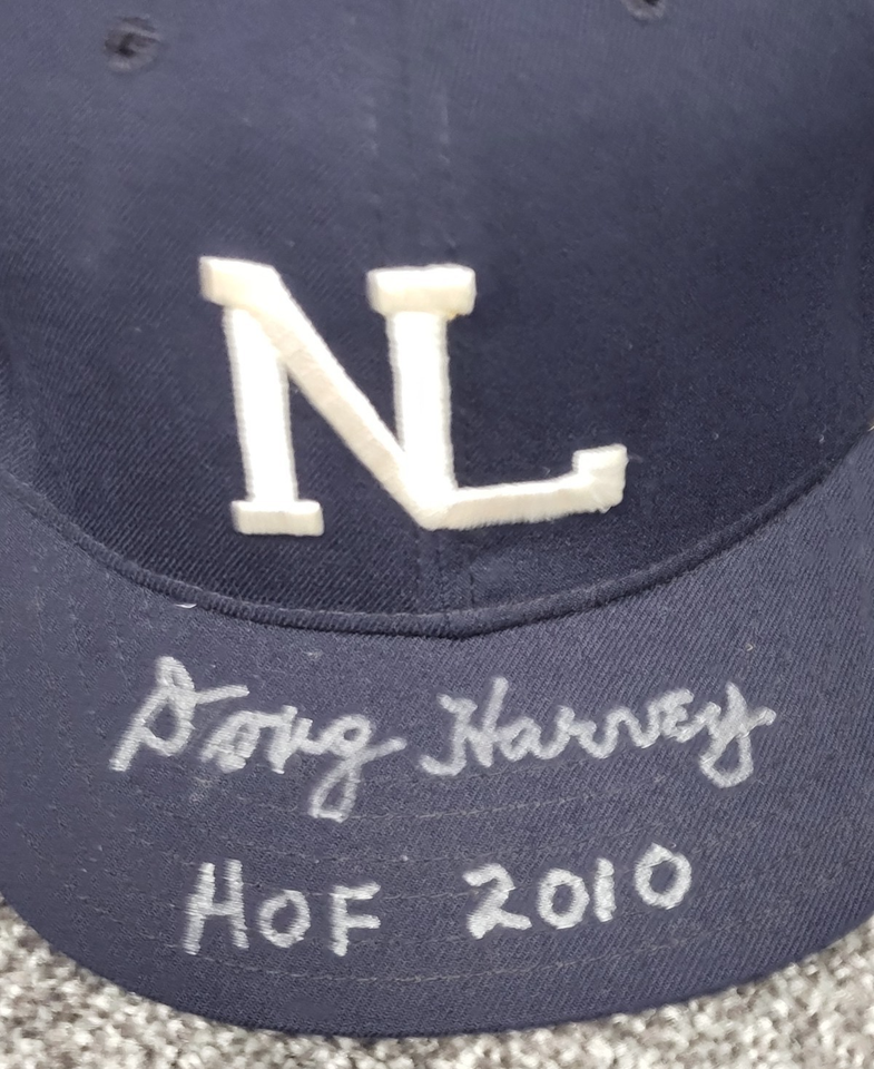 UMPIRE DOUG HARVEY GAME USED NL BASEBALL HAT CAP PRO MODEL NEW EAR SIZE ...