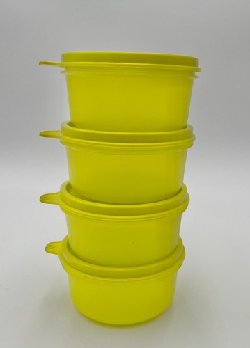 Tupperware Snack Cups Set 4 Bowls & Lids 7oz Small Serving Dip Dish ...