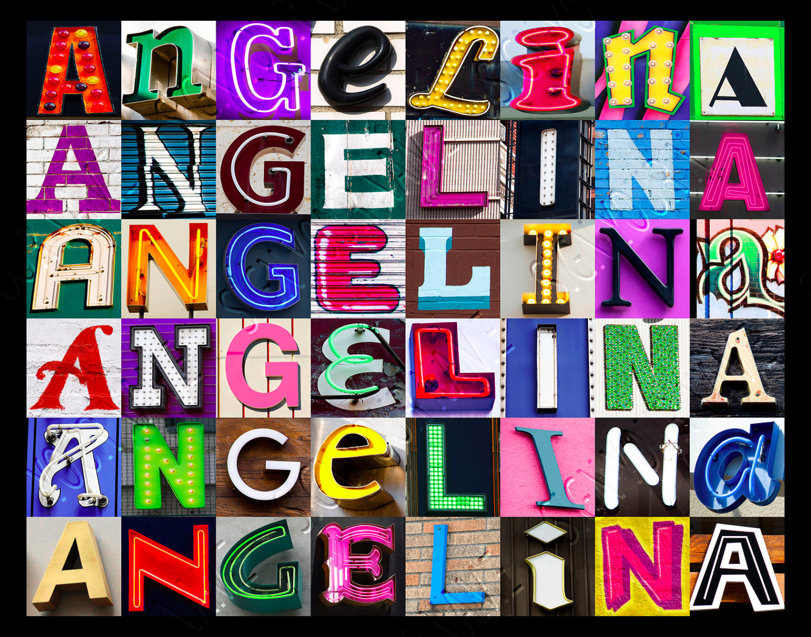 ANGELINA Name Poster featuring photos of actual sign letters | eBay