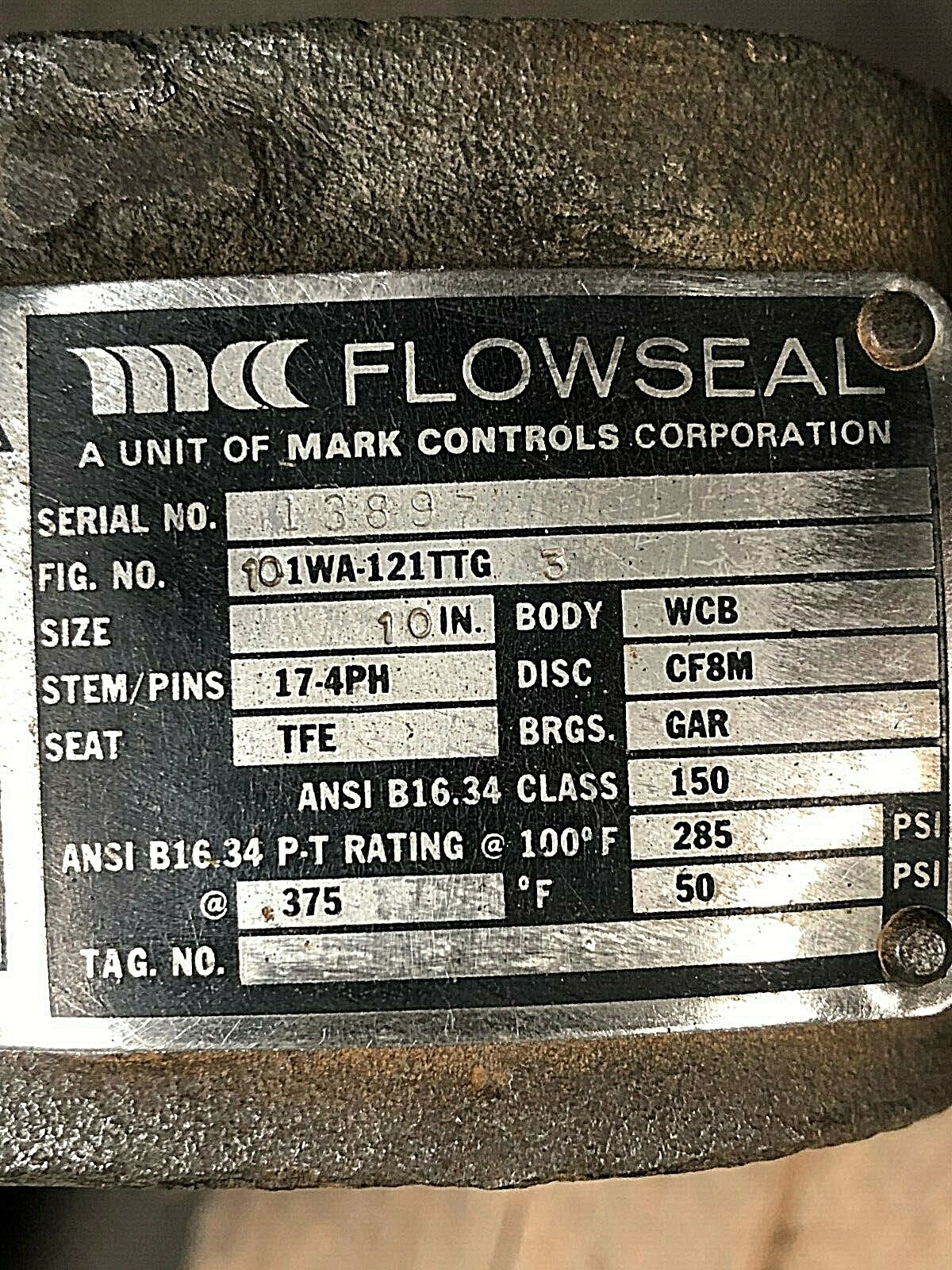 Flowseal 10" Butterfly Valve 101WA-121TTG | eBay