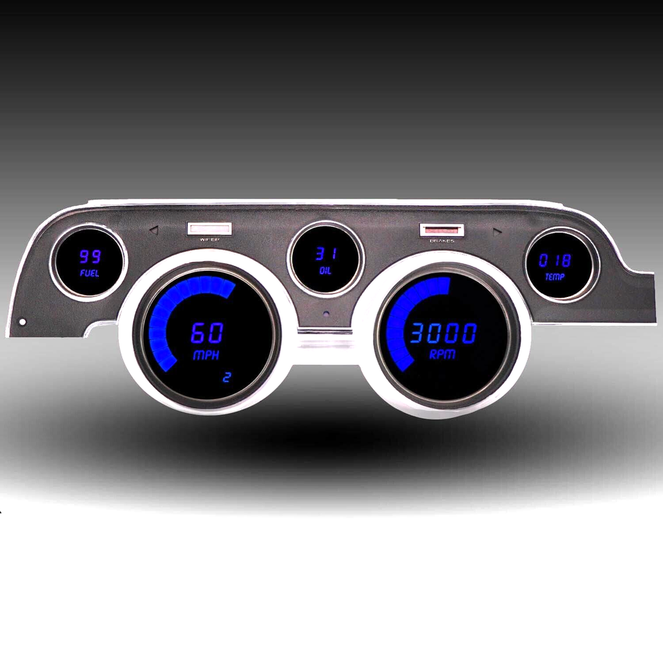 1967-1968 Ford Mustang Digital Dash Panel Cluster Gauges Teal LEDs Made ...