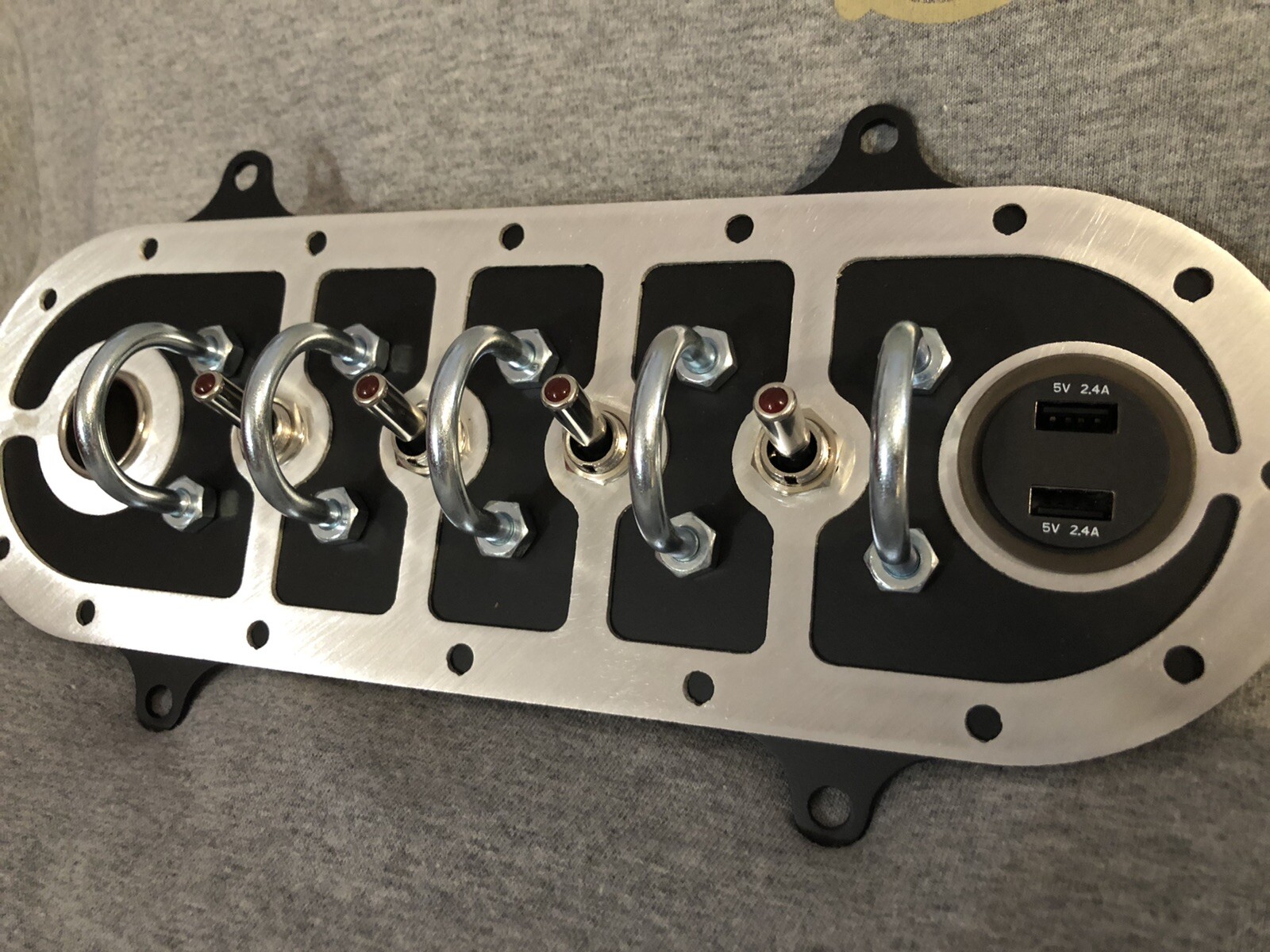 Aircraft style flush mount switch panel with USB, Volt Meter, Cig, 4 ...