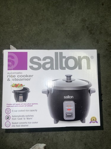 Salton Automatic Stainless Steel 6 Cup Rice Cooker & Food Steamer (Open ...