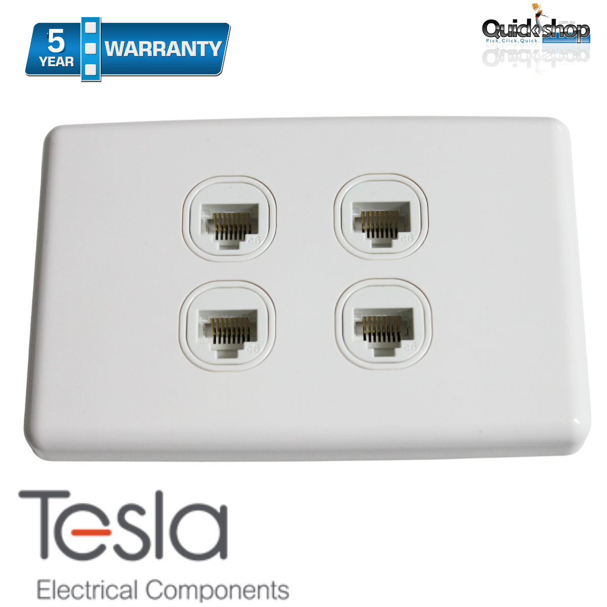 4 Gang Data Wall Plate Clipsal Style CAT6 RJ45 COUPLER Network LAN Port ...