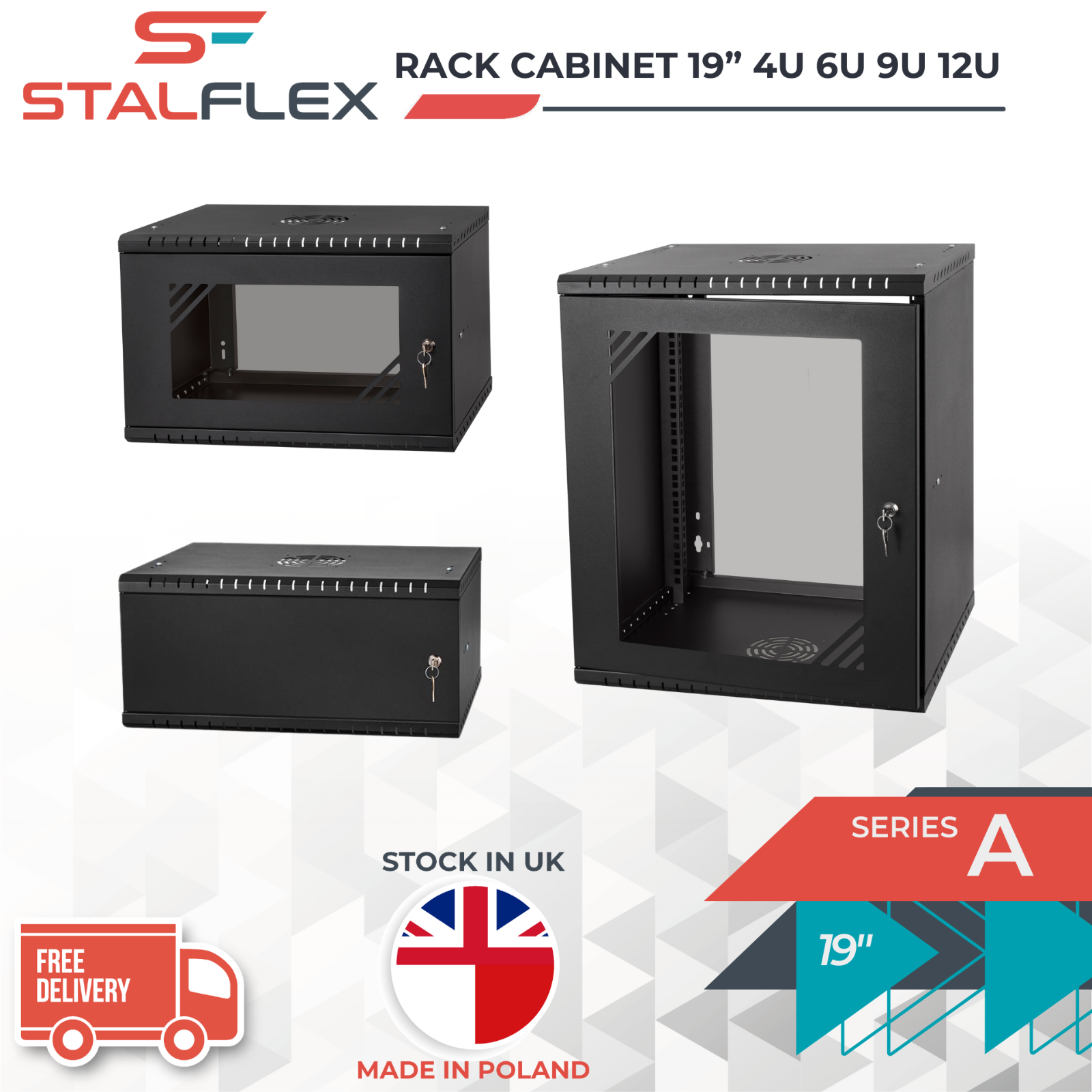 19" 4U 6U 9U 12U Network Data Cabinet Comms Wall Rack Patch Panel ...