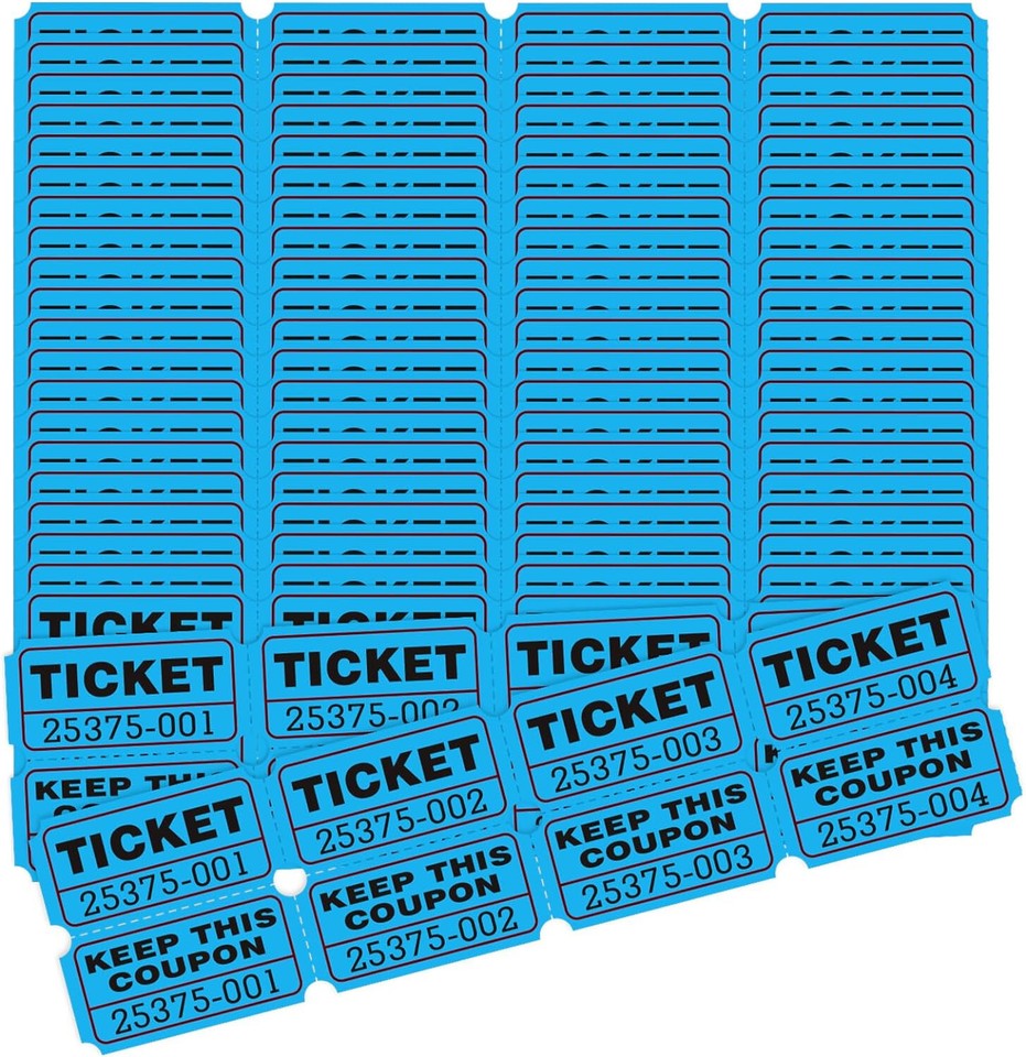2 Rolls 1000 Double Numbered Ticket roll fundraiser prize show event ...