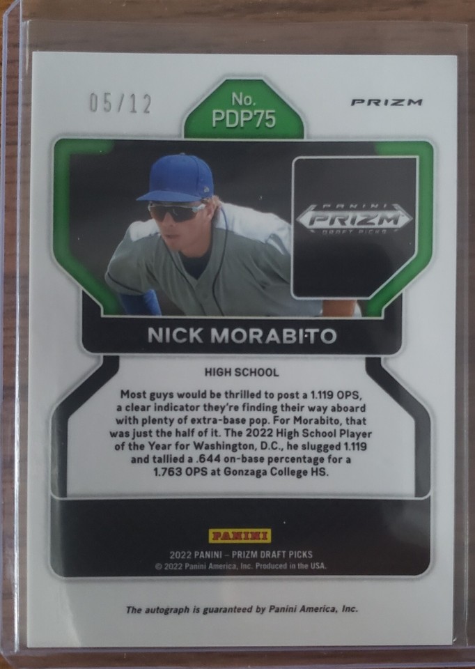 Nick Morabito 2022 Prizm Draft Picks Burgundy Cracked Ice Autograph #05 ...