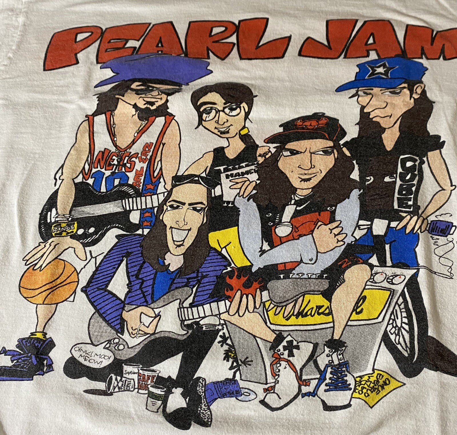 PEARL JAM Cartoon Master & Slave 1992 US CONCERT T-SHIRT XL Vedder TEN ...