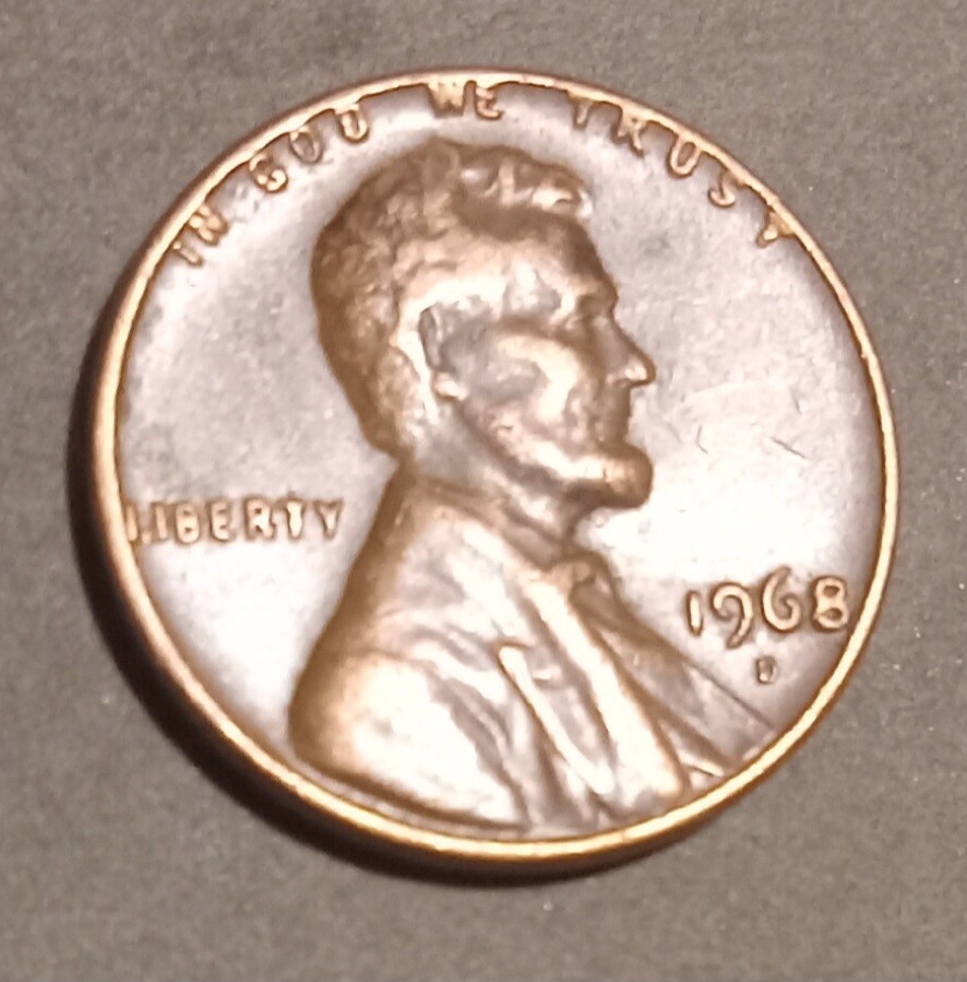 1968 D Lincoln Penny with Error on Top Rim & "L" on Liberty on Edge ...