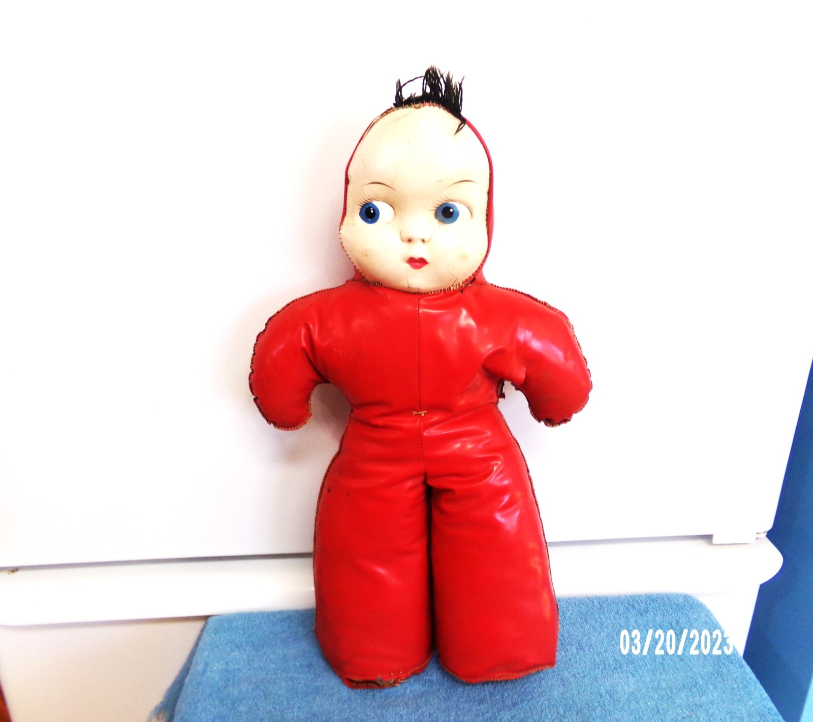 VINTAGE LARGE CARNIVAL DOLL PLASTIC FACE PADDED FIGURE NEEDS LOVING ...