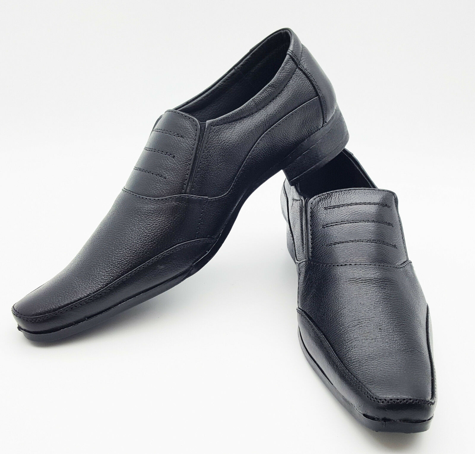 Mens Shoes NEW Black Smart Slip-on Leather All Size Formal Wedding Suit ...