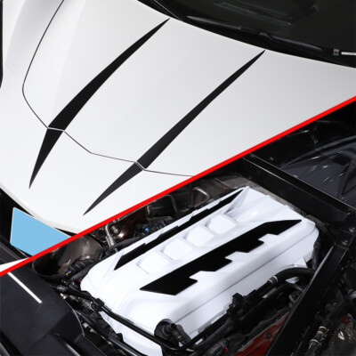 Front Hood Stripe Decals Vinyl & Plastic Engine Hood Cover For Corvette ...
