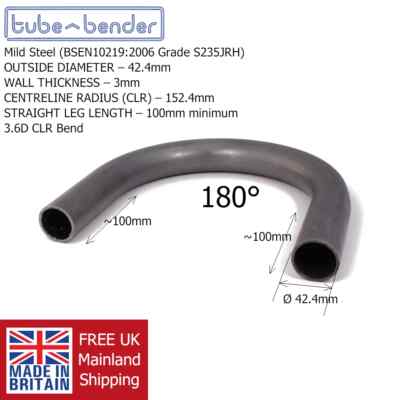 42.4 Roll Bar Roll Cage Mild Steel Tube / Pipe Bends 180 Degree 3mm ...