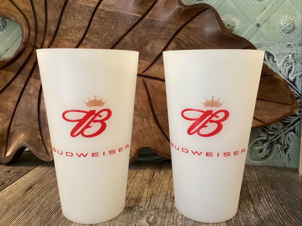 2 Vintage Packerware Budweiser Plastic Tumbler Cups Bar ware Man Cave ...