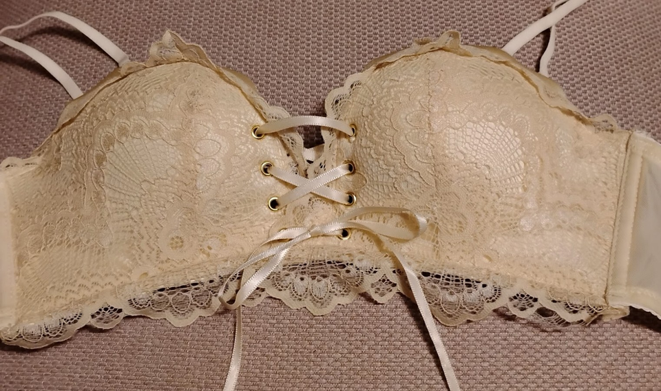 NWT MiMi Women's Beige Lace Floral Push Up Multiway Strap Bra Juniors ...
