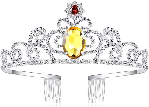 Lovelyshop Yellow Diamond Rhinestone Tiara Princess Belle Crown | eBay