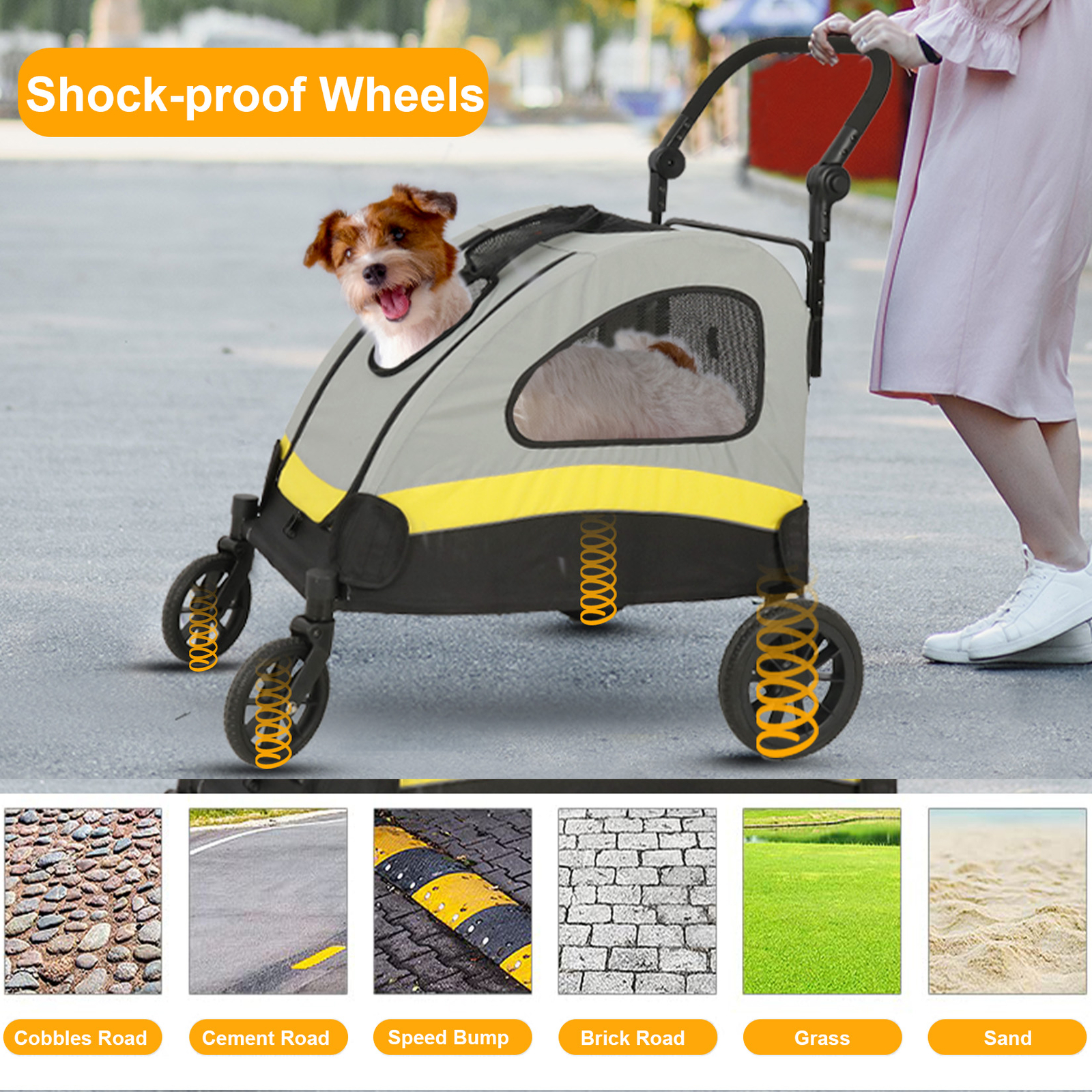 BingoPaw Medium Dog Stroller Buggy Heavy Duty Pet Pram Doggy Pushchair ...
