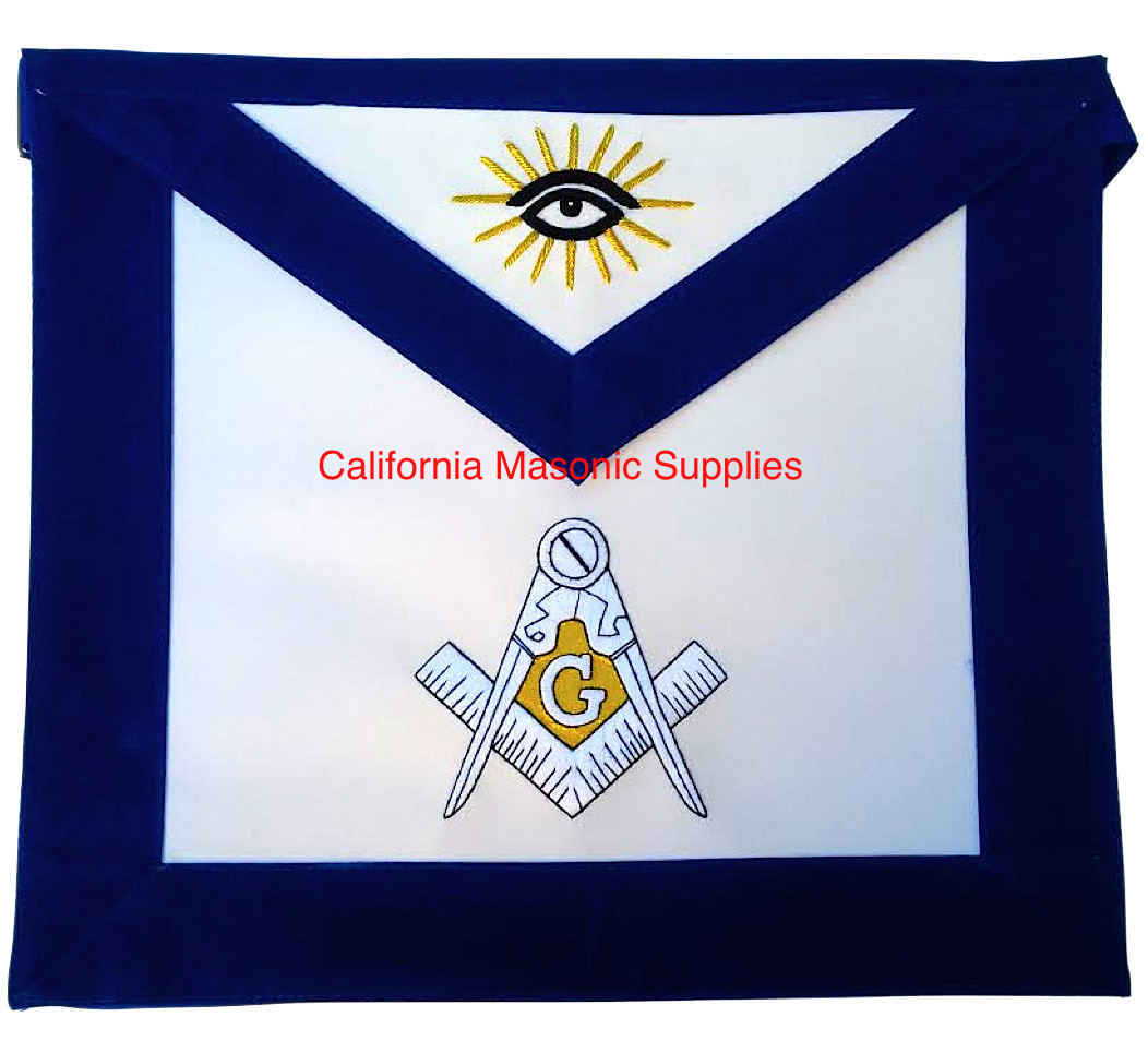 Freemason Master Mason Apron Blue Velvet Golden Bullion Synthetic Heavy ...