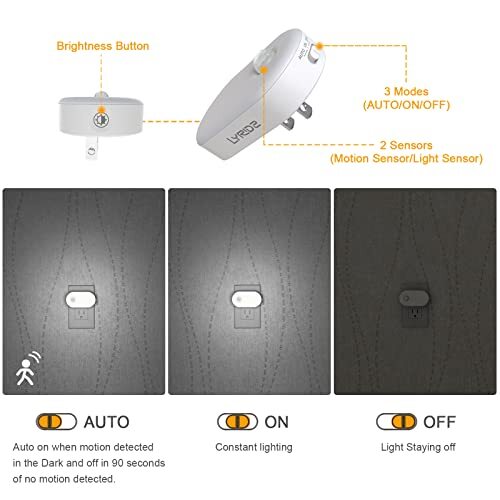 Plugin Night Light Motion Sensor Light Indoor Bright Led Nightlight ...