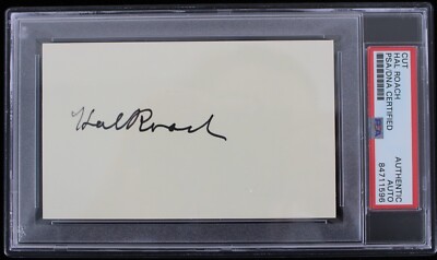 1892-1992 Hal Roach Hollywood Producer Signed 3x5 Cut (PSA/DNA Slabbed ...