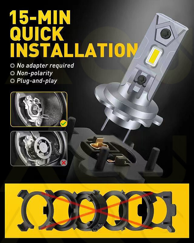 AQJ LED High OR Low Beam Conversion Kit H7 Bulbs Super Bright 6500K ...