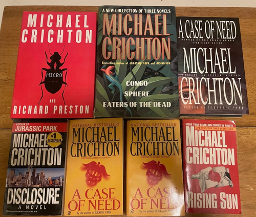 Michael Crichton Lot of 7 Books 3 Hardcover and 4 Paperbacks "A Case of ...