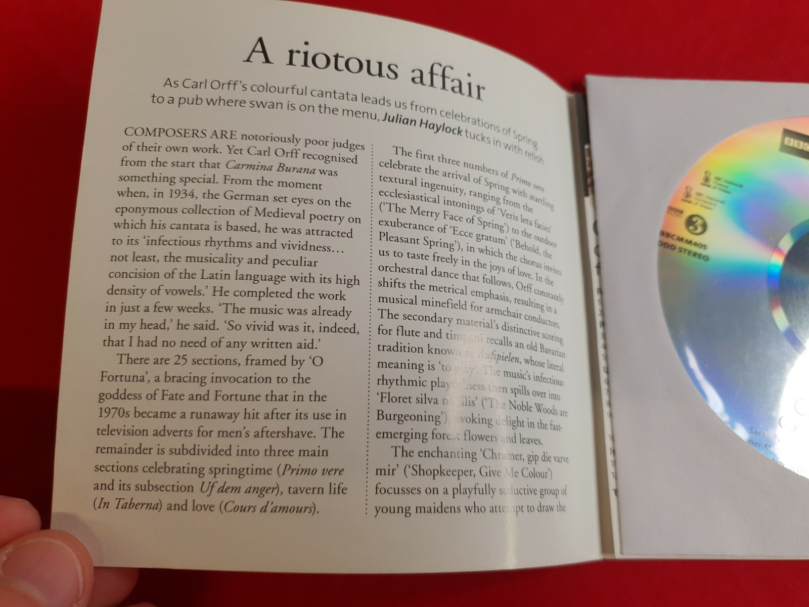 Carl Orff Carmina Burana Sarah Tynan Allan Clayton Andrew Litton Choirs ...