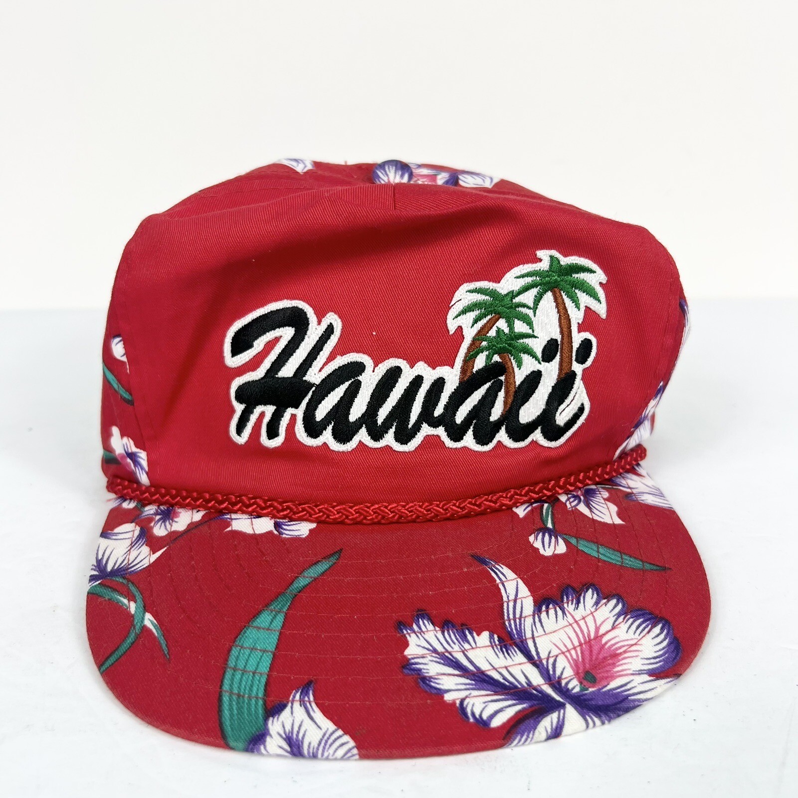 Vintage Hawaii Logo Red Floral Snapback Hat Cap Hawai… - Gem