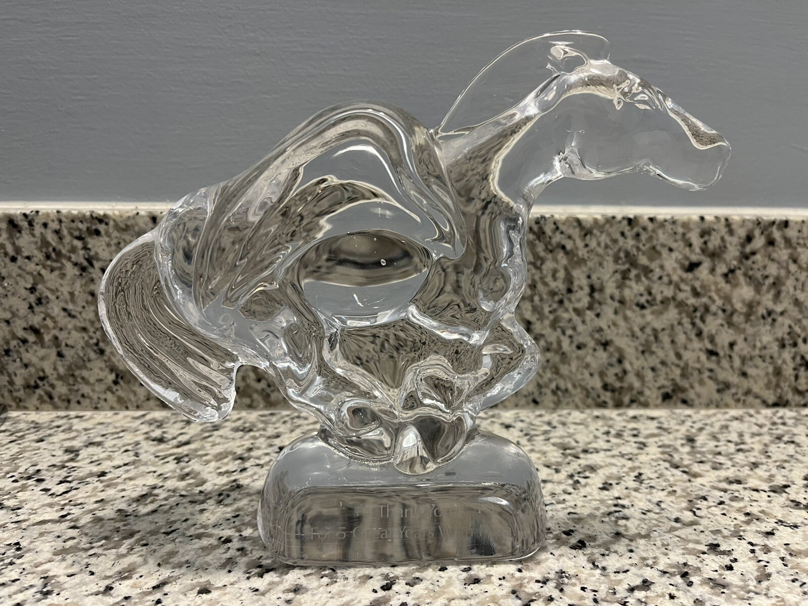 SIMON PEARCE CRYSTAL CLEAR GLASS HORSE FIGURINE STATUE PAPERWEIGHT ...