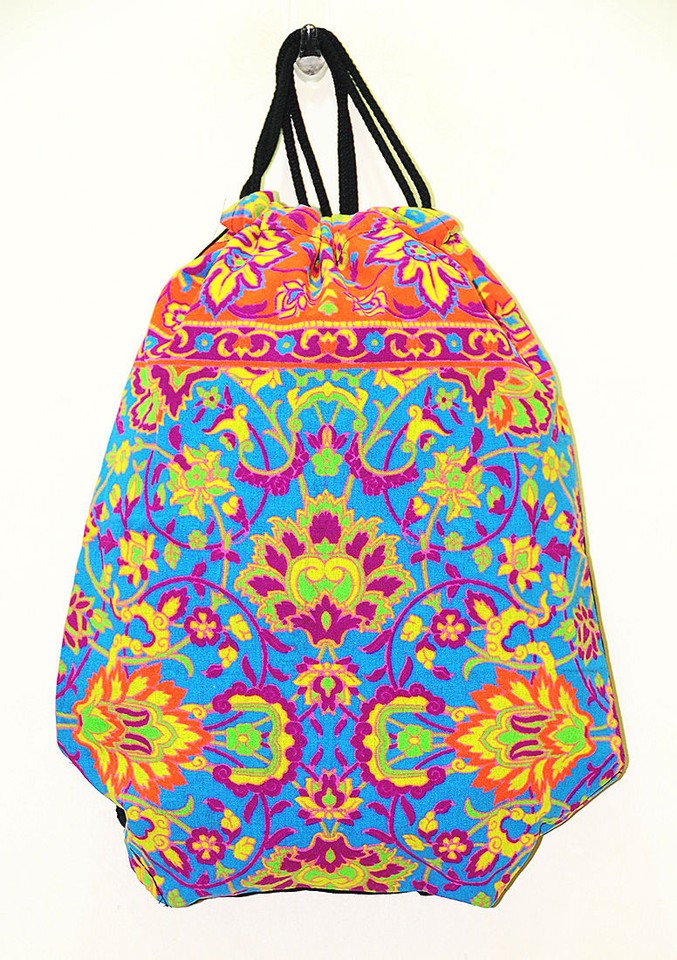 SALE Thai Hippie Backpack Purse String Bag Handmade Flower Print Twin ...