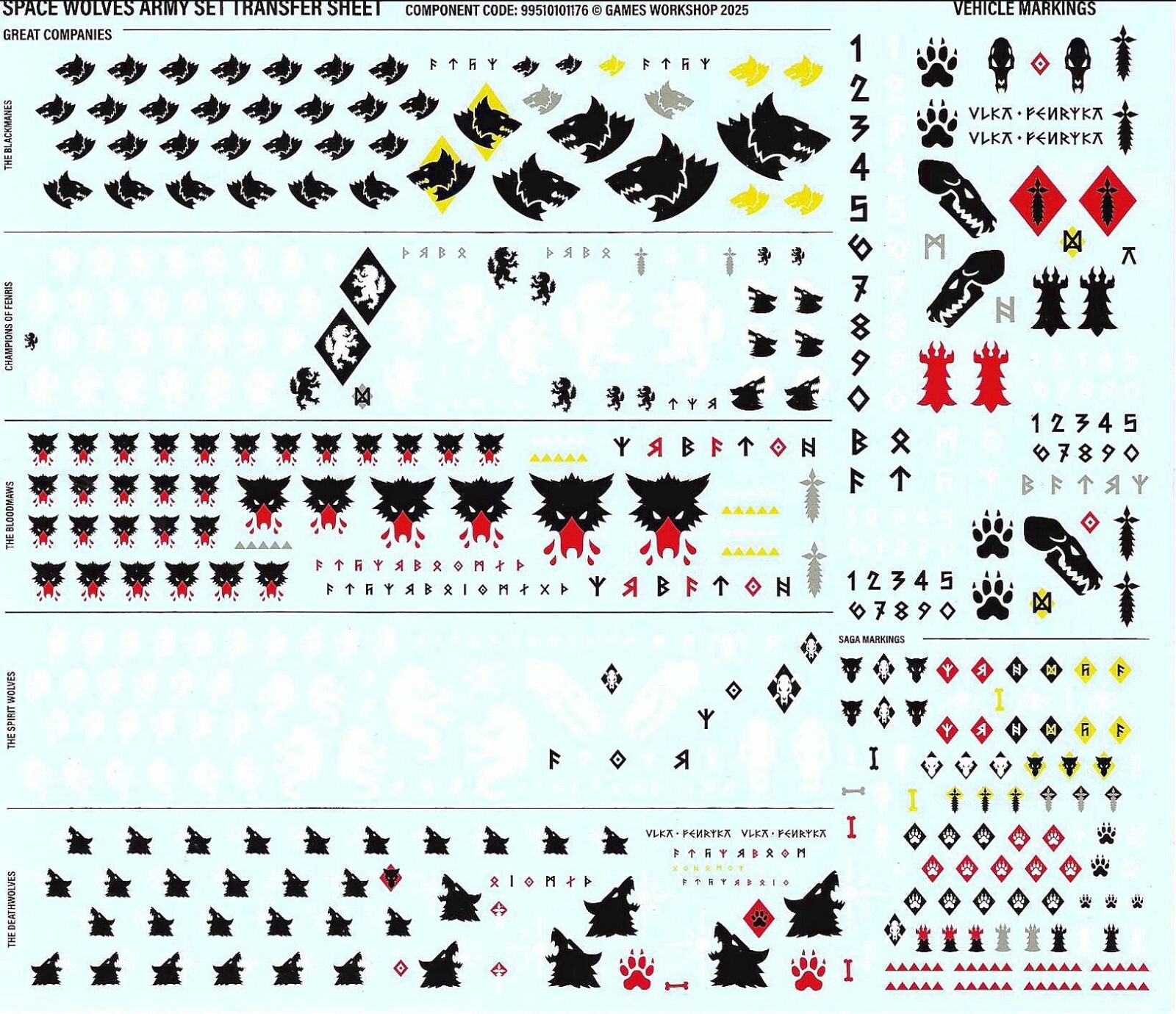 Space Wolves Army Set - Transfer Sheet/Decals - Warhammer 40K | eBay