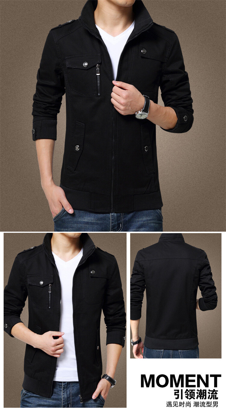 Cotton Mans Jacket Youth Fashion Stand Collar Man Top Jacket Jacket Men ...