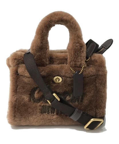 COACH CZ101 Brown Shearling 2Way Shoulder Bag Handbag Good Condition ...