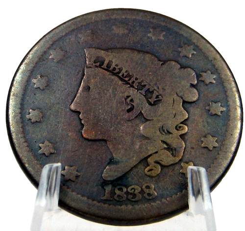 1838 Coronet Matron Head Large Cent 1c Early Copper Coin--#KR290C0-1-2 ...