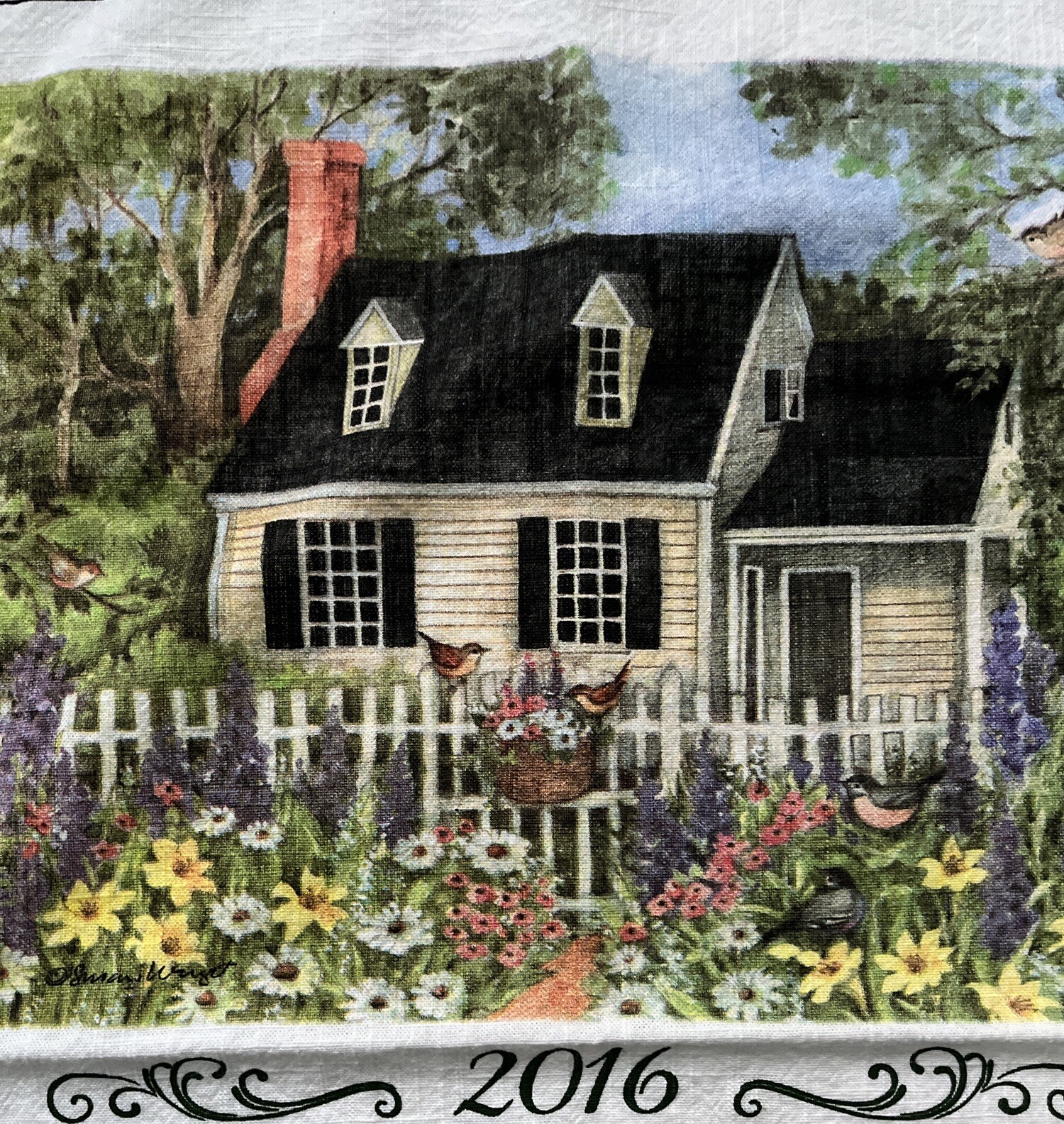 Colonial Williamsburg Cottage linen Calendar Tea Towel 2016 | eBay