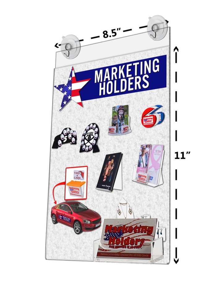 Window Sign Holder with Card Pocket 8.5 x 11 Inch with 2 Suction Cups ...