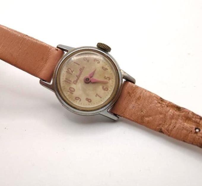 Cinderella Mechanical Hand Wind Watch with Pink Hands… - Gem
